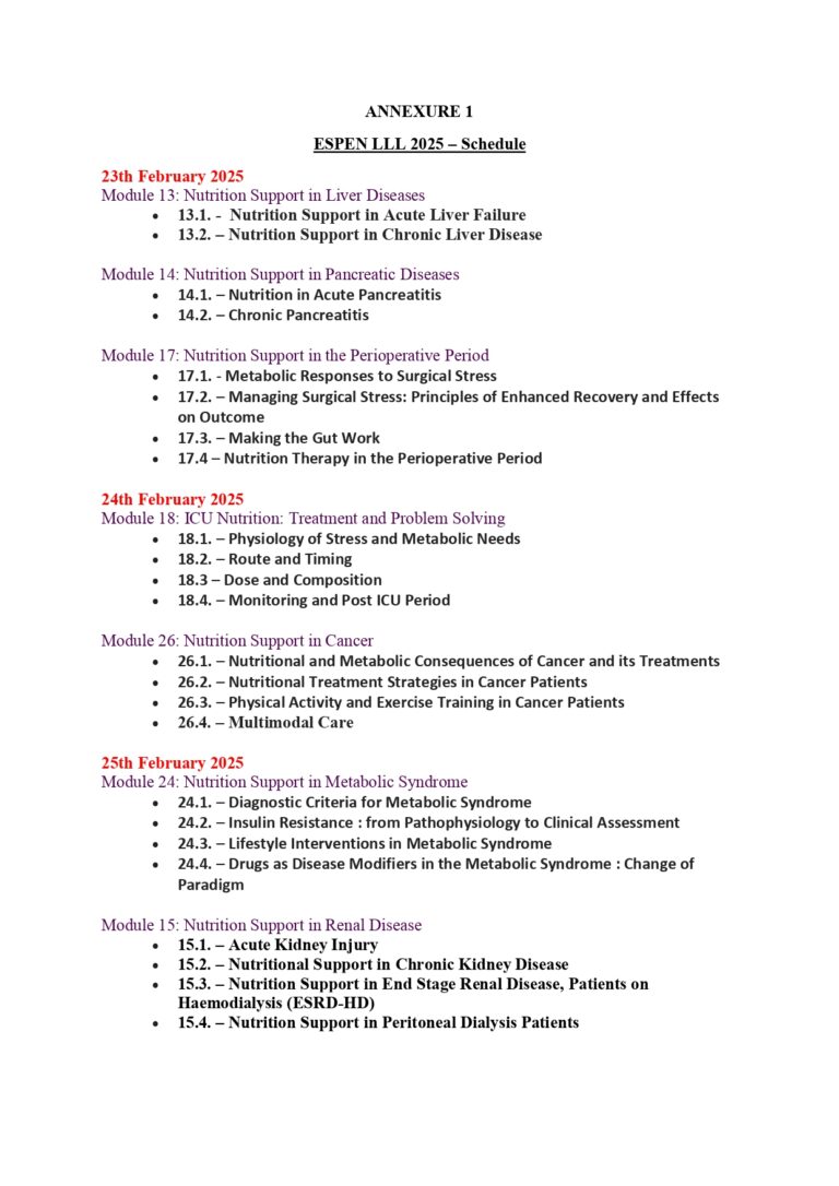 ESPEN Lifelong Learning (LLL) 2025 Program | PGIM
