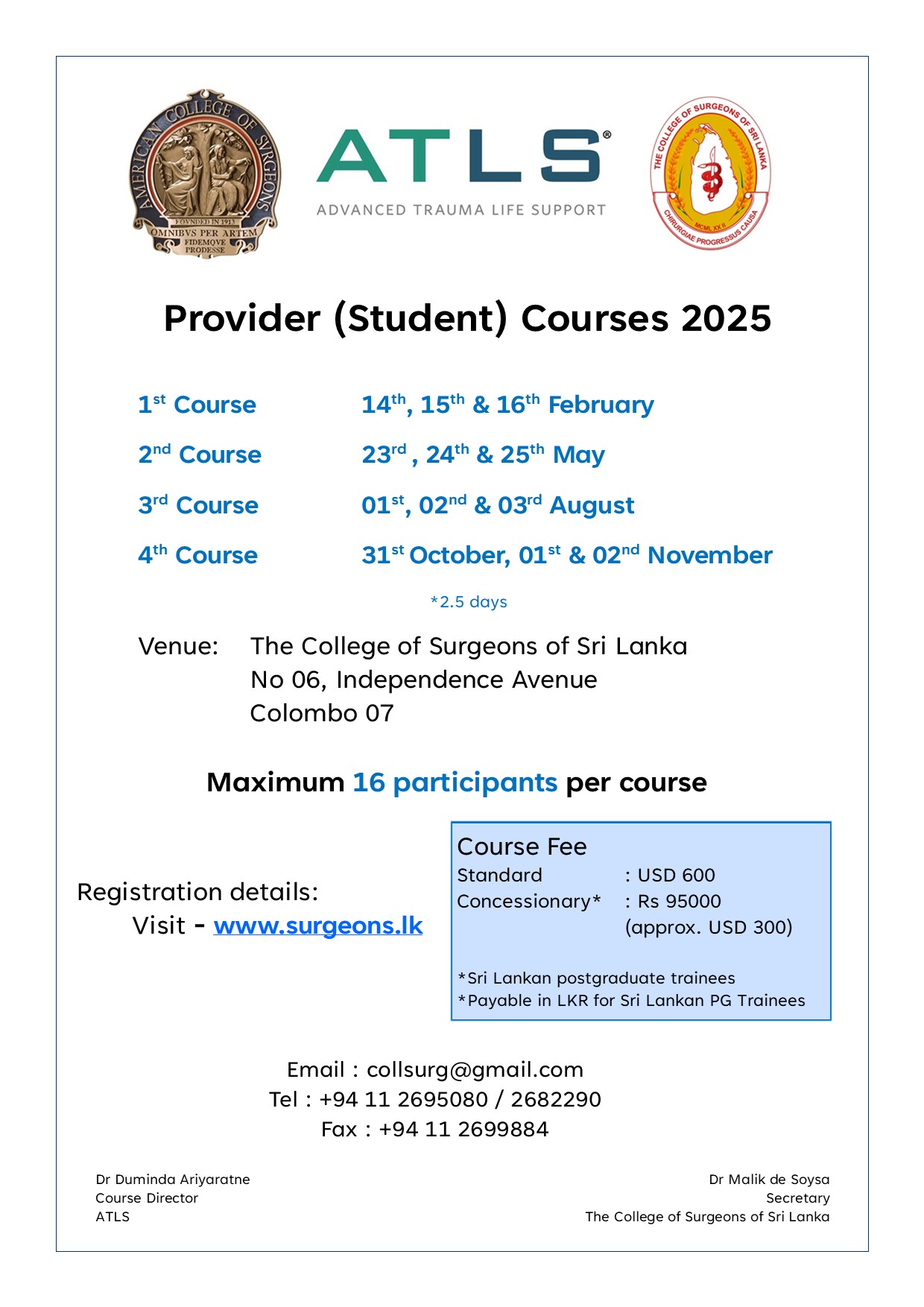 ATLS provider (Student) Courses 2025 | PGIM